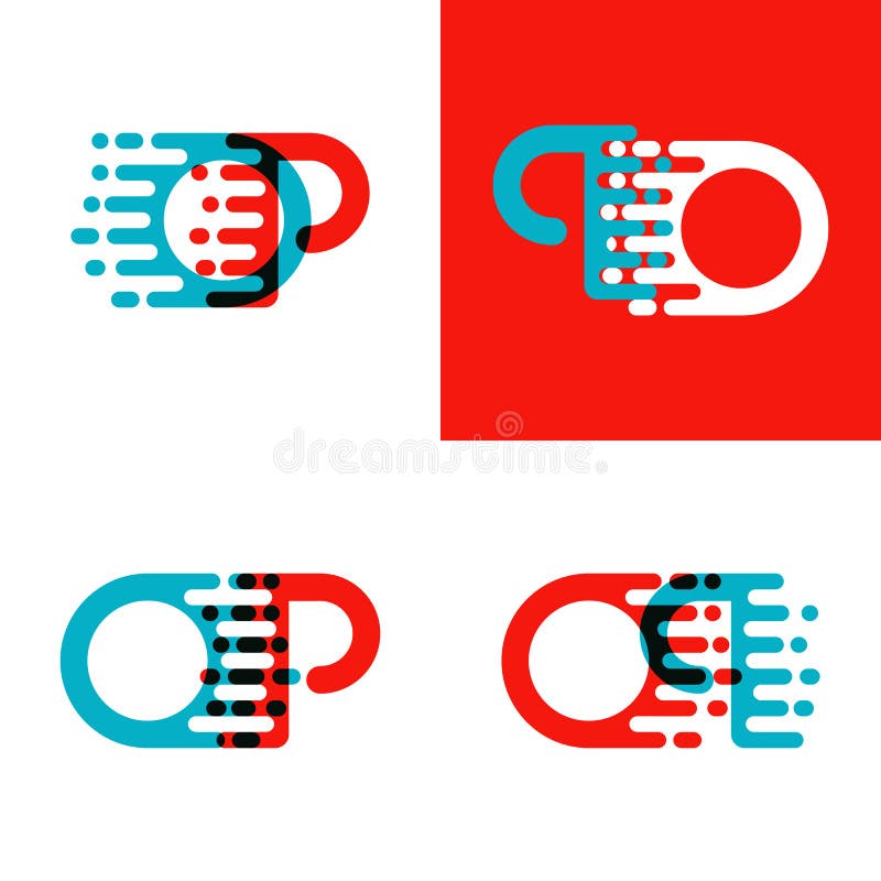 OP Letters Logo with Accent Speed in Red and Blue Stock Vector ...