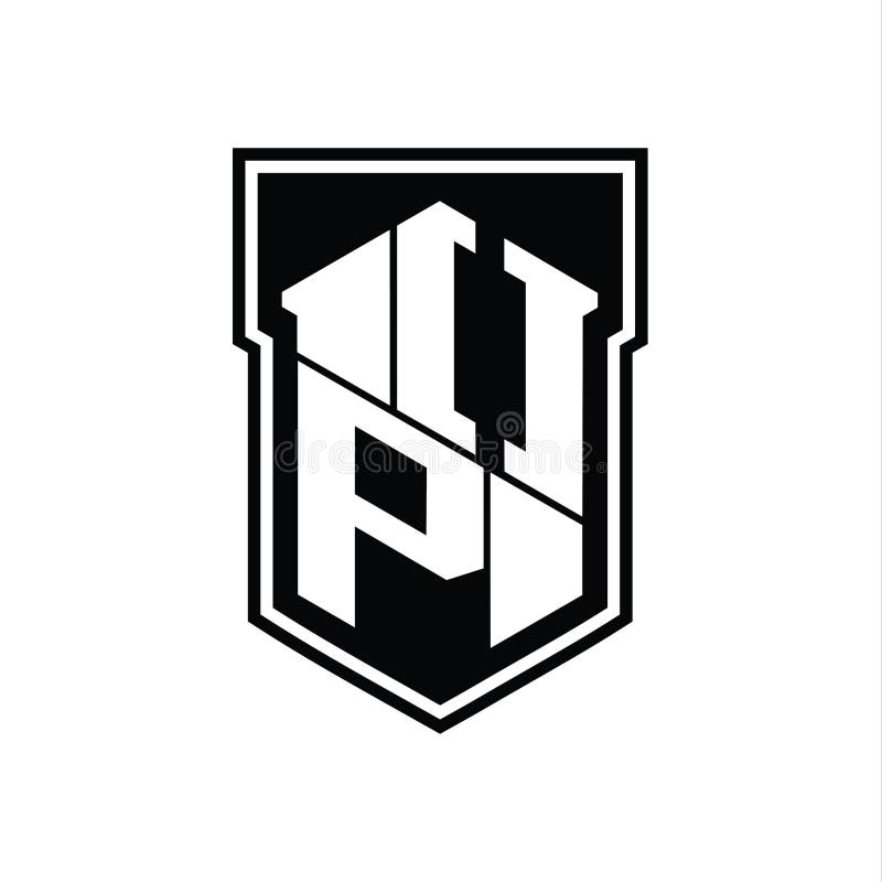 OP Logo Monogram Hexagon Geometric Up and Down Inside Shield Isolated ...