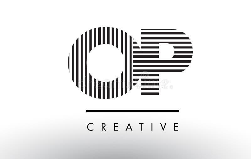 OP O P Black and White Lines Letter Logo Design. Stock Vector ...
