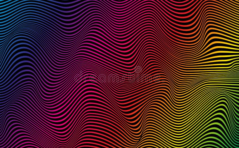 Psychedelic Lines. Abstract Pattern. Texture with Wavy, Curves Stripes ...