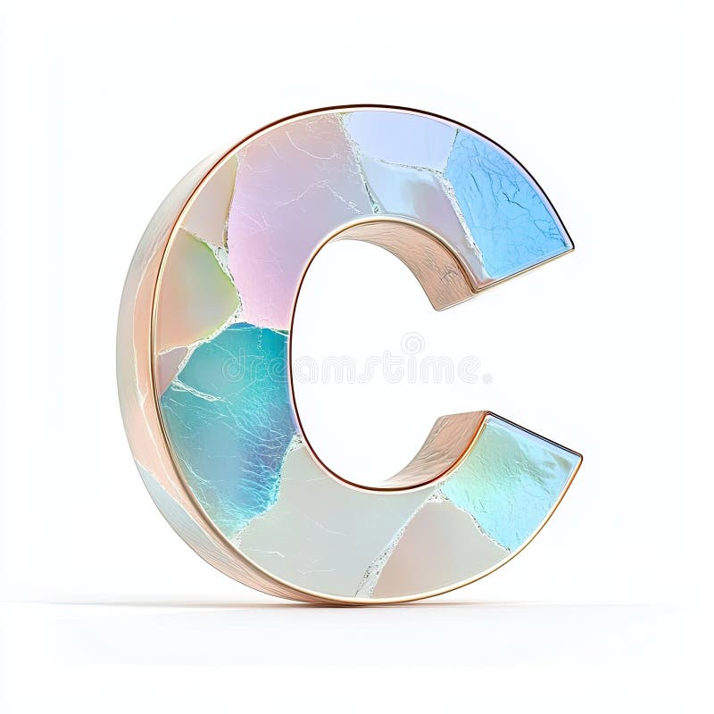 Opal Letter C Isolated on White Background Showcasing Unique Color ...