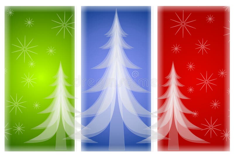 Opaque Christmas Trees on Red Green Blue Stock Illustration ...