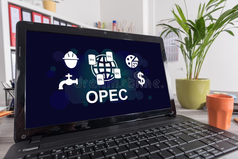 Opec concept on a laptop stock image. Image of company - 216124045