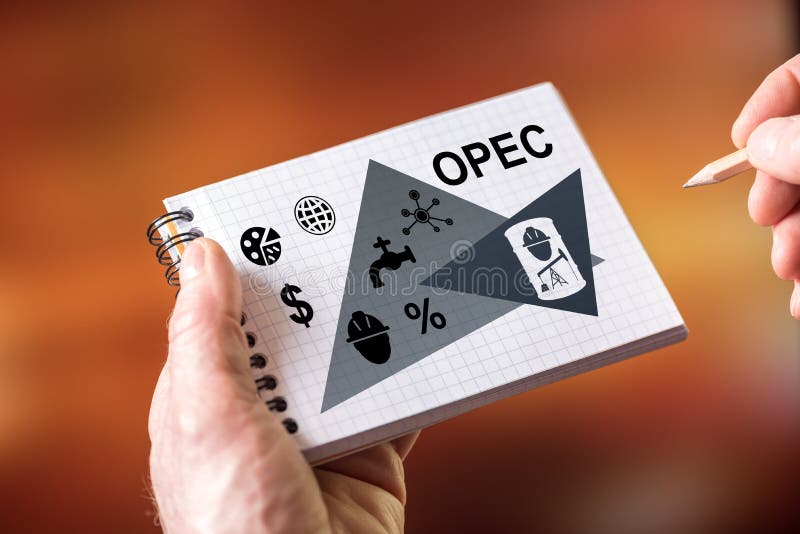 Opec concept on a notepad stock photo. Image of company - 221907698