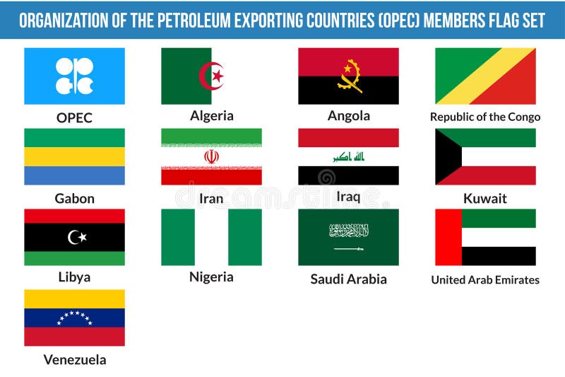 OPEC Members Flag Set Vector Illustration Stock Vector - Illustration ...