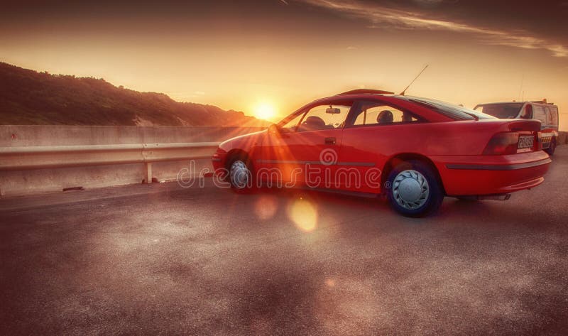 Opel calibra red editorial photo. Image of berlina, cabrio - 68880776