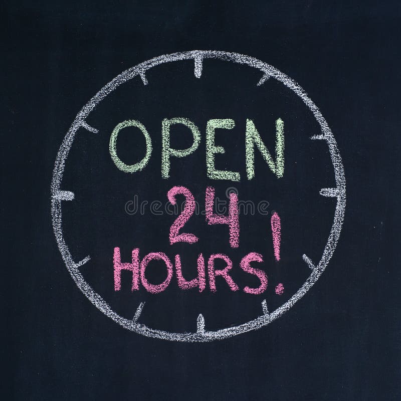 Open 24 Hours Sign stock photo. Image of shop, window - 9303592