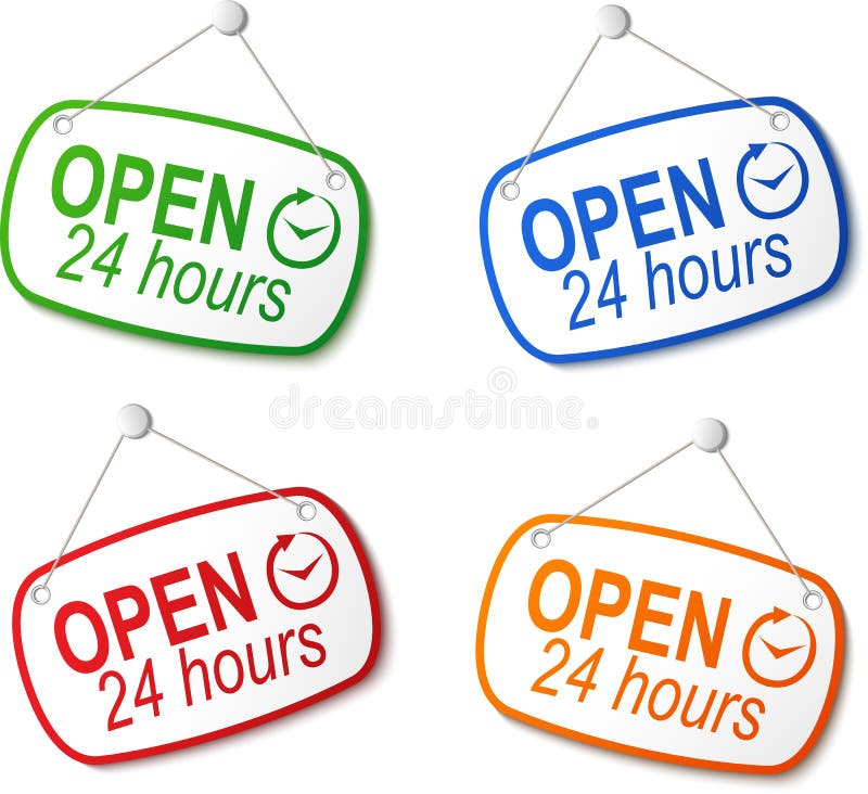 Open 24 Hours Stock Illustrations – 7,711 Open 24 Hours Stock ...