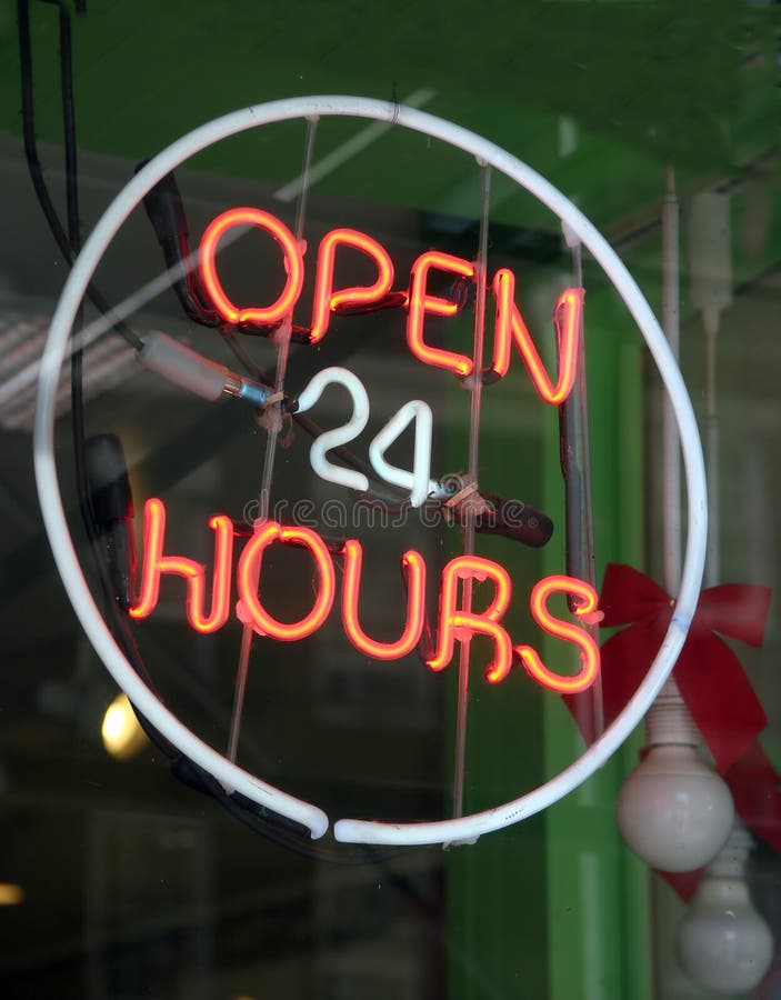 24 uur open stock foto. Image of bedrijf, kijk, diner - 6762966