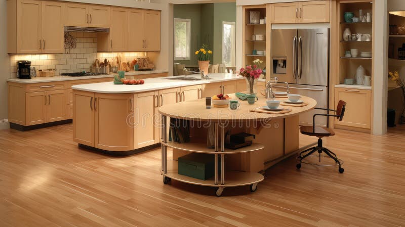 Open accessible kitchen stock illustration. Illustration of mobility - 375584071