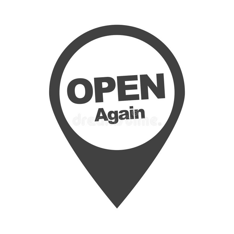 Open Again Location Pointer Sticker Design Silhouette Icon Stock Vector ...