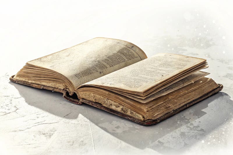 Open and Aged Book on White with Soft Shadow Stock Illustration ...