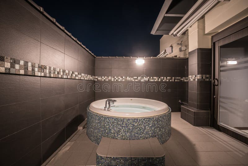Open Air Bathtub in a Luxury House Stock Image - Image of elegance ...