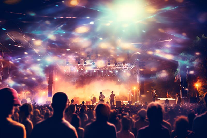 Music Festival, Crowd View on Stage 2 Stock Illustration - Illustration ...
