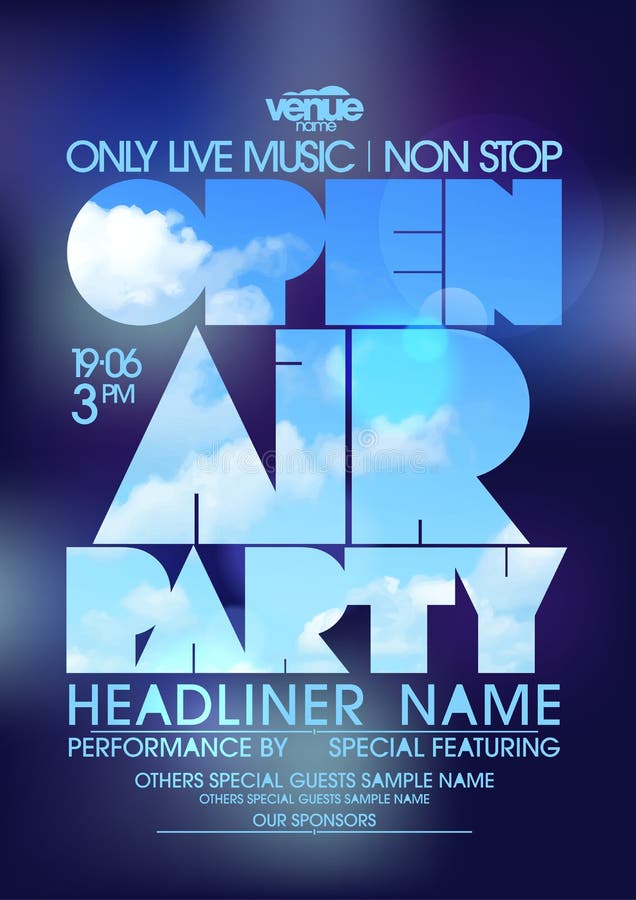 Open Air Party Poster Design Concept Stock Vector - Illustration of ...