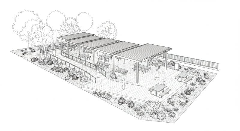 Open-air Pavilion Design with a Large, Rectangular Layout Featuring a ...