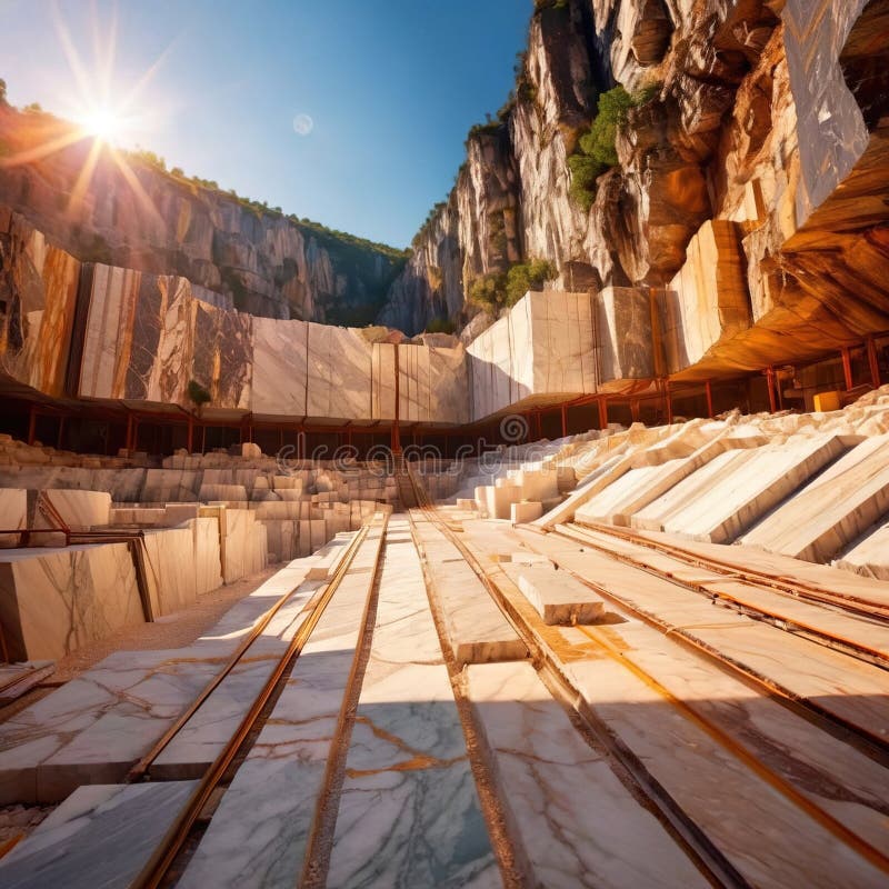 Open Air Quarry Mine with Cut Rocks for Mining and Construction Stock ...