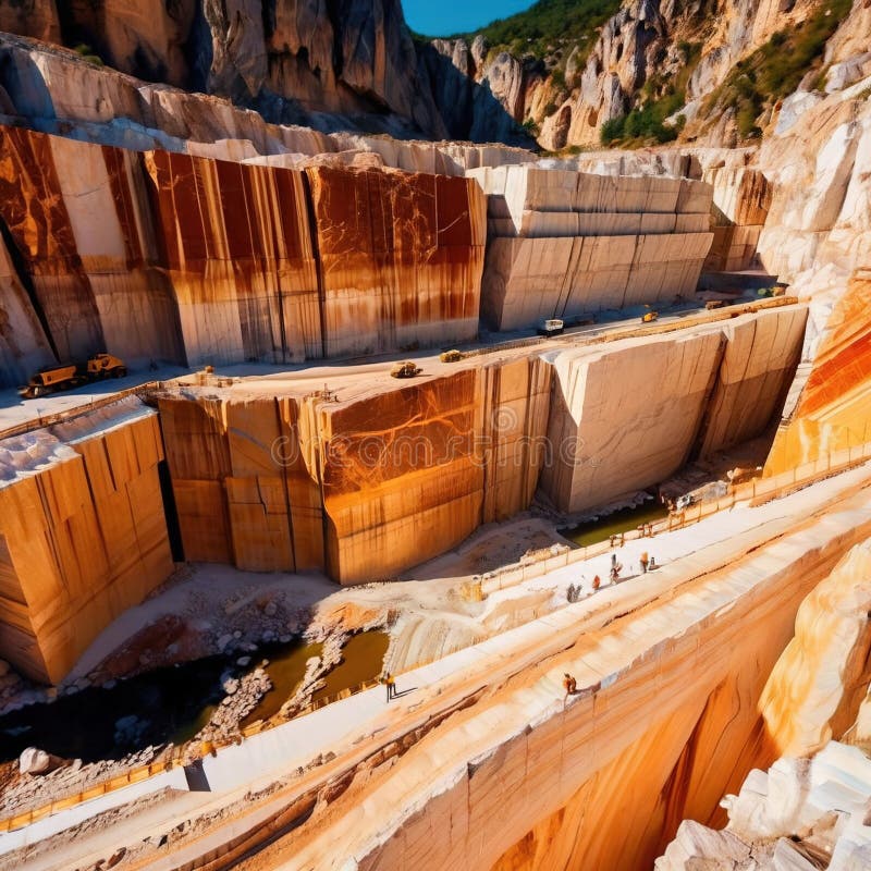 Open Air Quarry Mine with Cut Rocks for Mining and Construction Stock ...