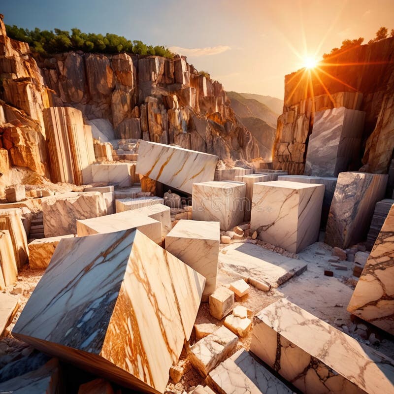 Open Air Quarry Mine with Cut Rocks for Mining and Construction Stock ...