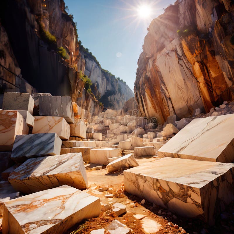 Open Air Quarry Mine with Cut Rocks for Mining and Construction Stock ...