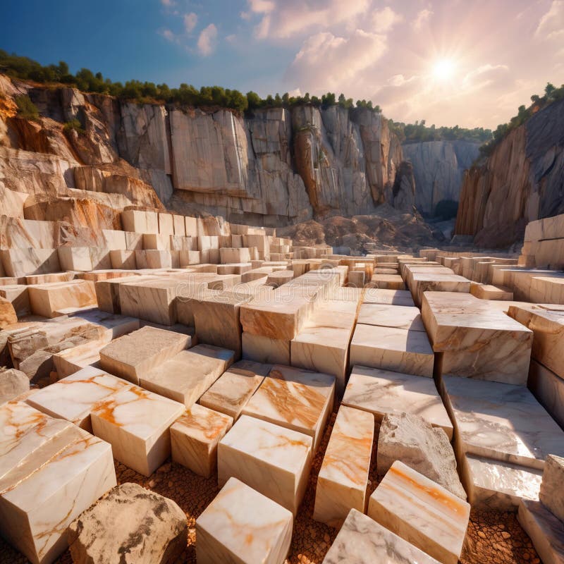 Open Air Quarry Mine with Cut Rocks for Mining and Construction Stock ...