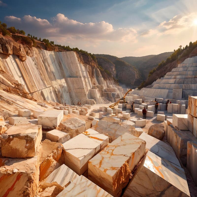Open Air Quarry Mine with Cut Rocks for Mining and Construction Stock ...