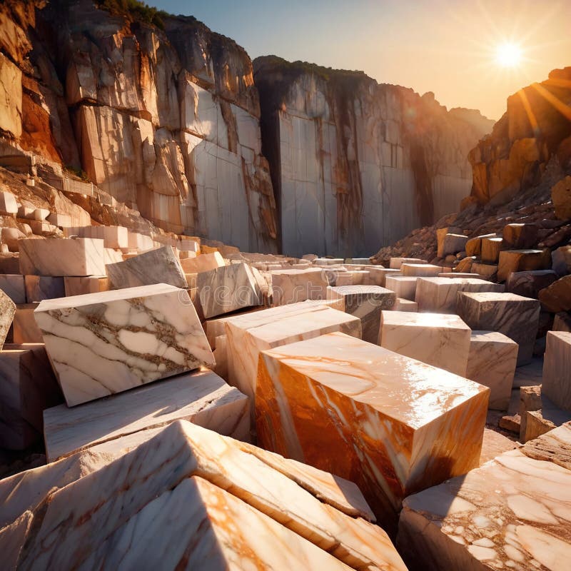 Open Air Quarry Mine with Cut Rocks for Mining and Construction Stock ...