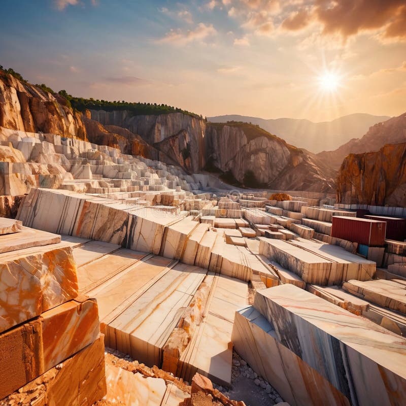 Open Air Quarry Mine with Cut Rocks for Mining and Construction Stock ...
