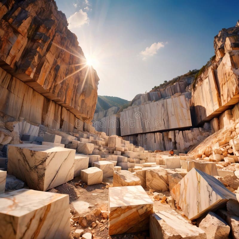 Open Air Quarry Mine with Cut Rocks for Mining and Construction Stock ...