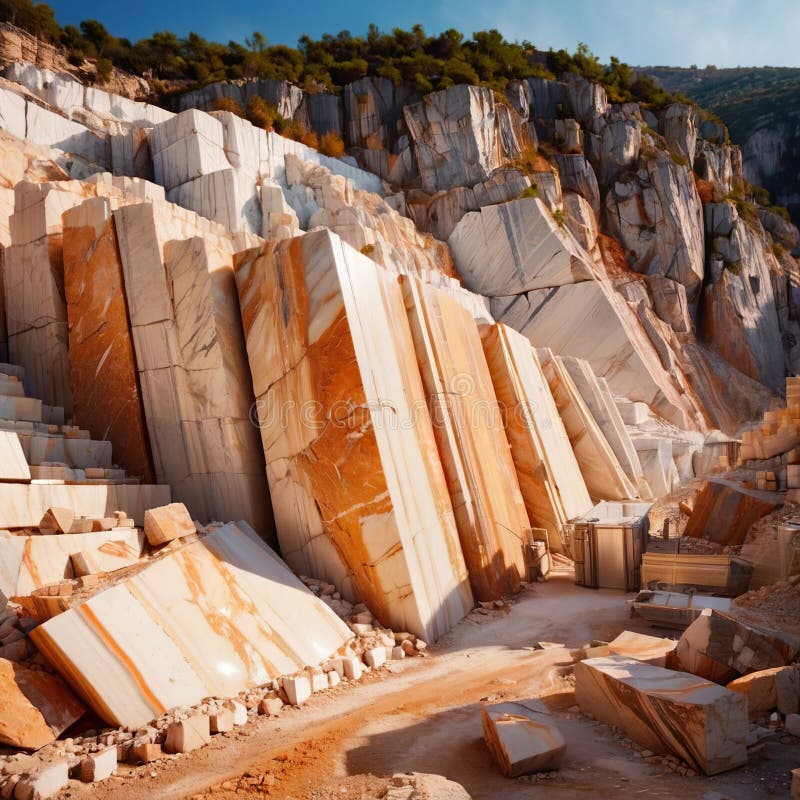 Open Air Quarry Mine with Cut Rocks for Mining and Construction Stock ...