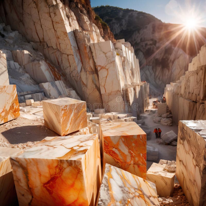 Open Air Quarry Mine with Cut Rocks for Mining and Construction Stock ...
