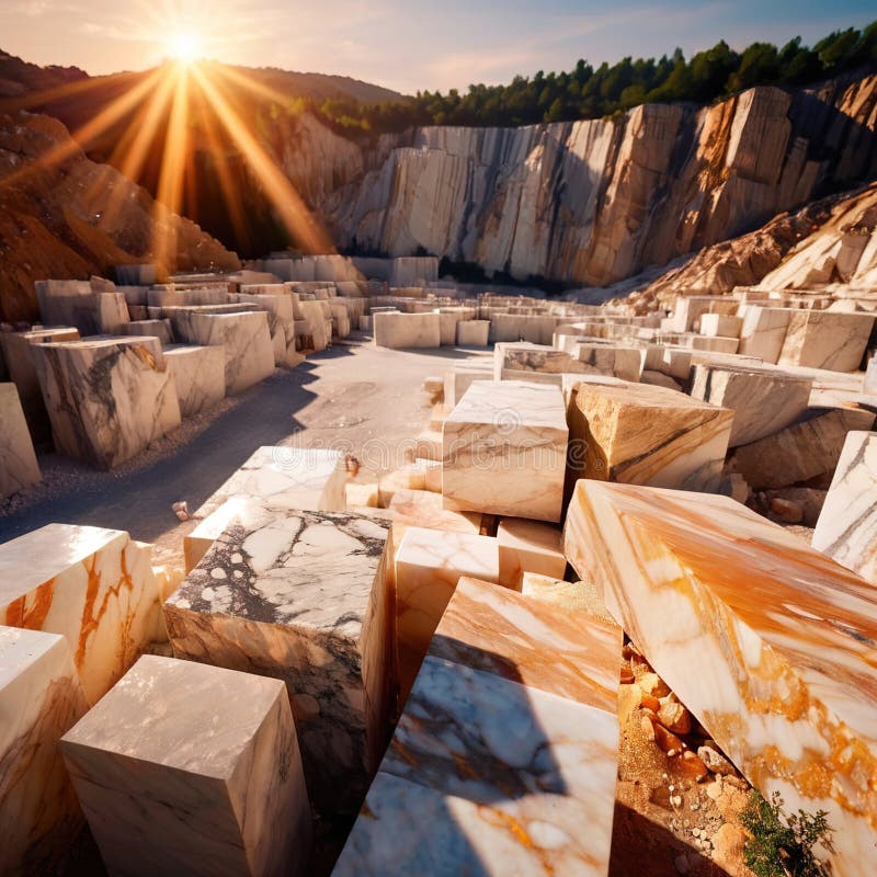 Open Air Quarry Mine with Cut Rocks for Mining and Construction Stock ...
