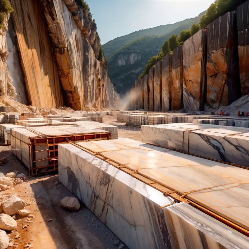 Open Pit Mining Operation at Sunset with an Excavator Mining a Wall ...