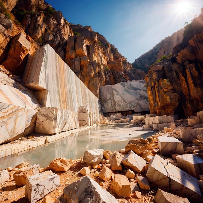 Open Air Quarry Mine with Cut Rocks for Mining and Construction Stock ...