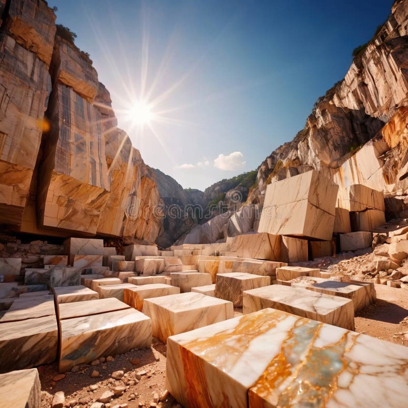 Open Air Quarry Mine with Cut Rocks for Mining and Construction Stock ...