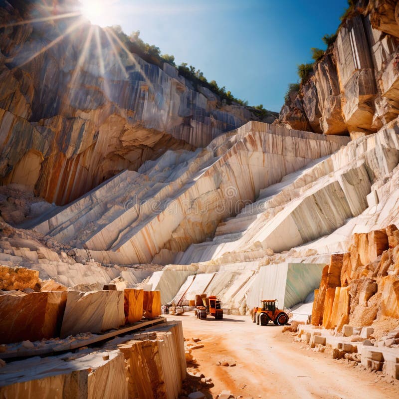 Open Air Quarry Mine with Cut Rocks for Mining and Construction Stock ...