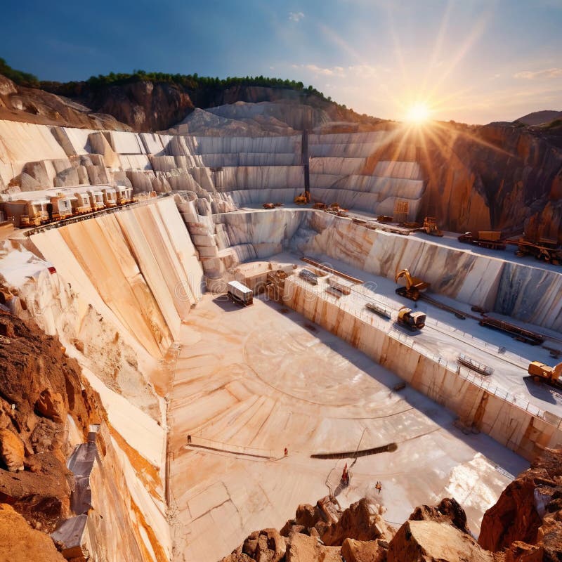 Open Air Quarry Mine with Cut Rocks for Mining and Construction Stock ...