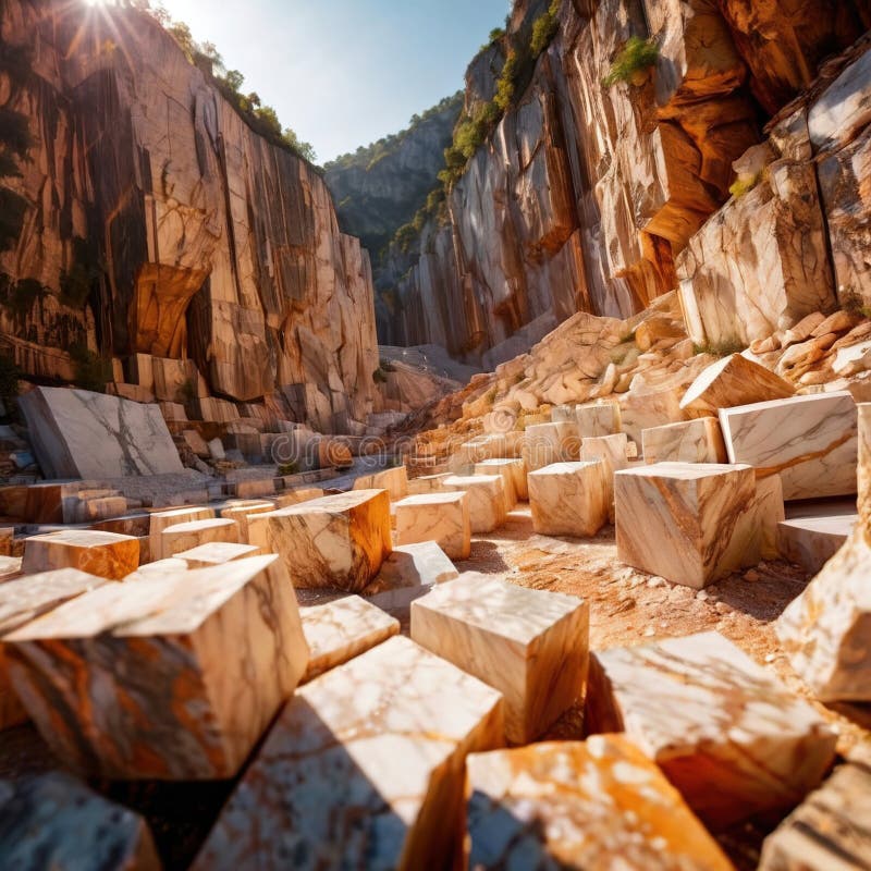 Open Air Quarry Mine with Cut Rocks for Mining and Construction Stock ...