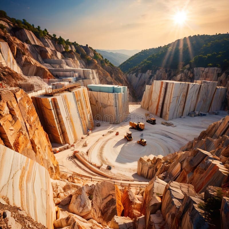 Open Air Quarry Mine with Cut Rocks for Mining and Construction Stock ...