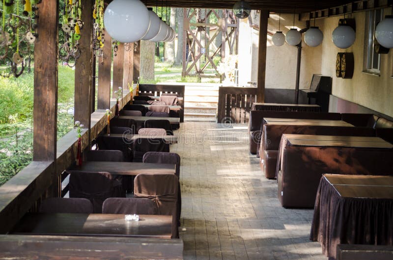 Open-air restaurant stock image. Image of cafe, food - 124858927