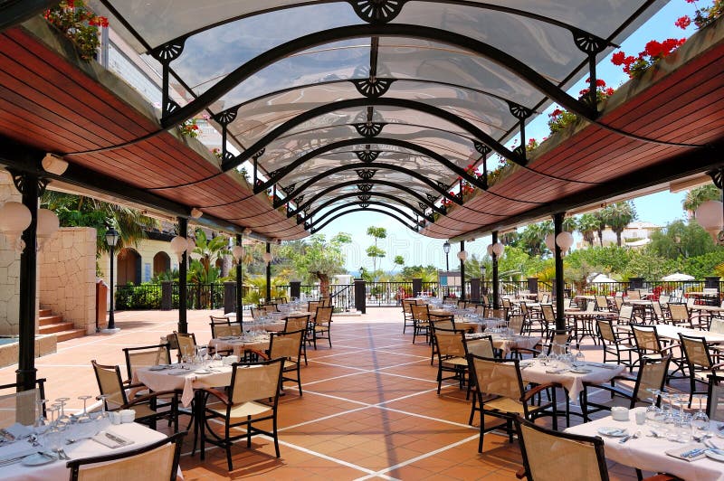 Open-air Restaurant with a View on Atlantic Ocean Stock Photo - Image ...