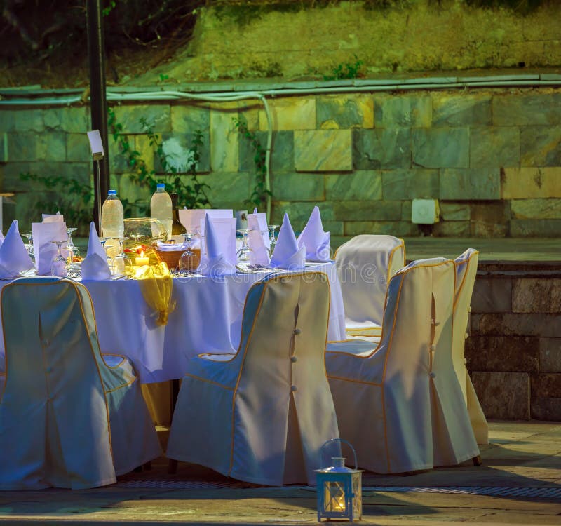 Open Air Restaurant Waiting for Guests at Night Stock Image - Image of ...