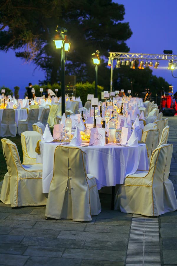 Open Air Restaurant Waiting for Guests at Night Stock Image - Image of ...
