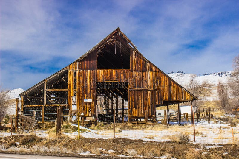 Open Air Rustic Barn on Winter Day Stock Photo - Image of barn, missing ...