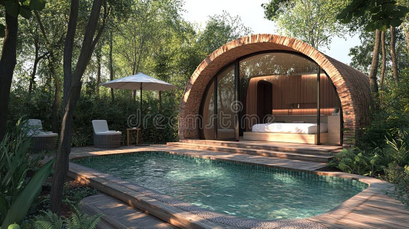 Open Air Spa with Pod Center . Stock Image - Image of nature, interior ...
