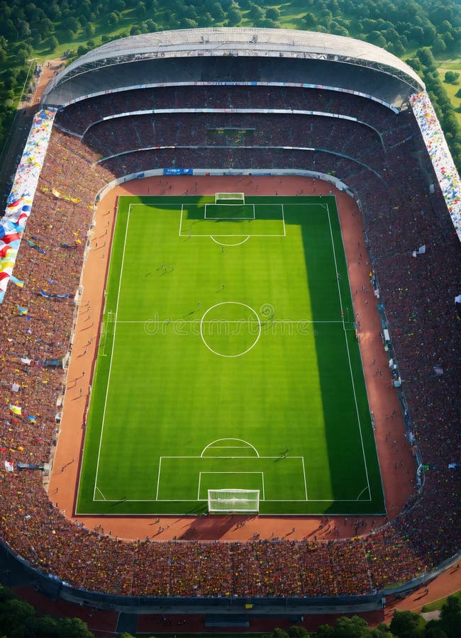 Open Air Stadium with Green Field Stock Illustration - Illustration of ...