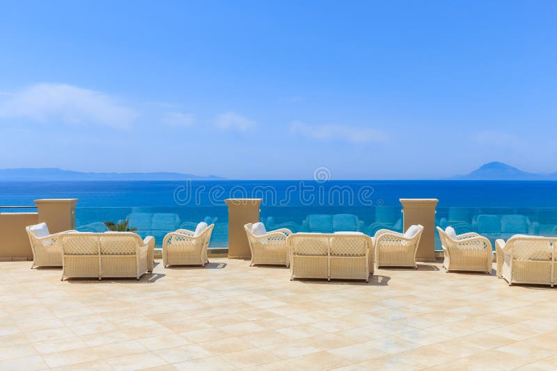 Open Air Terrace with Sea View Stock Image - Image of infinity, greece ...