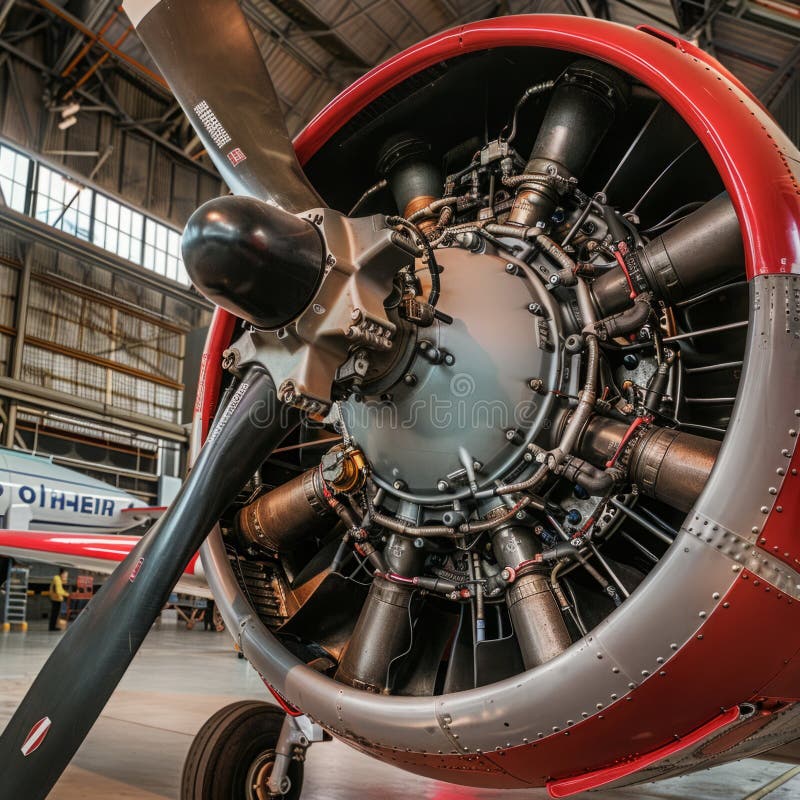 Open Airplane Engine in a Hangar. Created by Artificial Intelligence ...