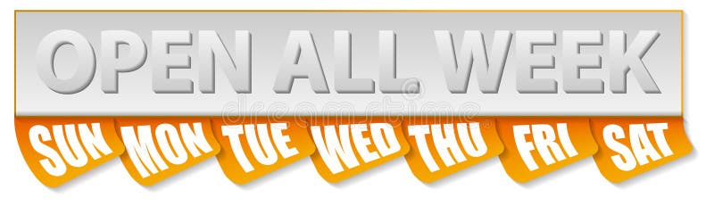 Open All Week Store Opening Days Information Stock Vector ...