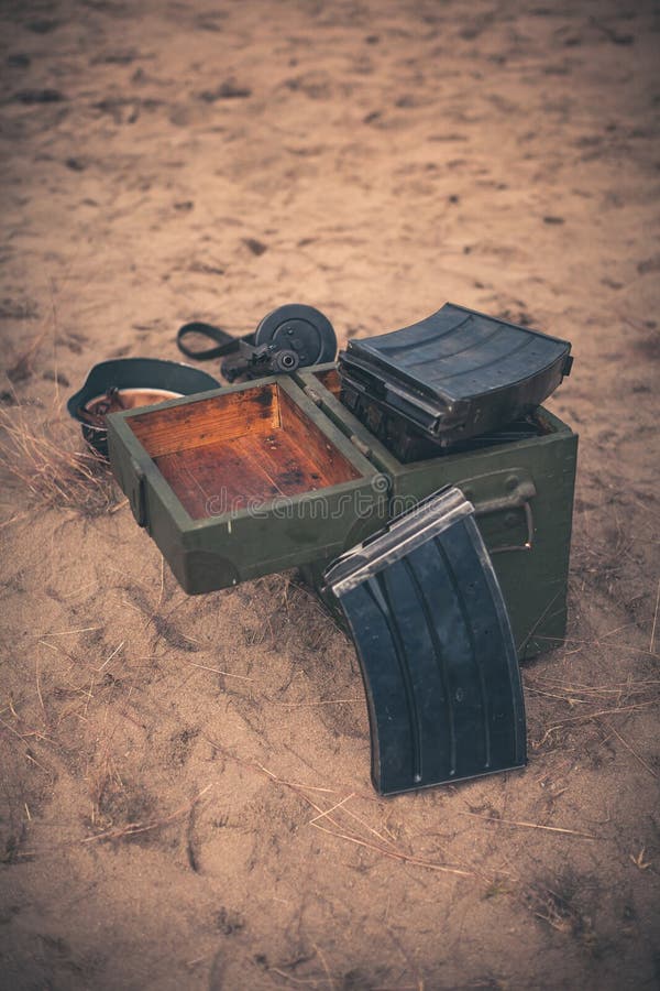 Open ammunition box stock image. Image of brown, loaded - 44947317
